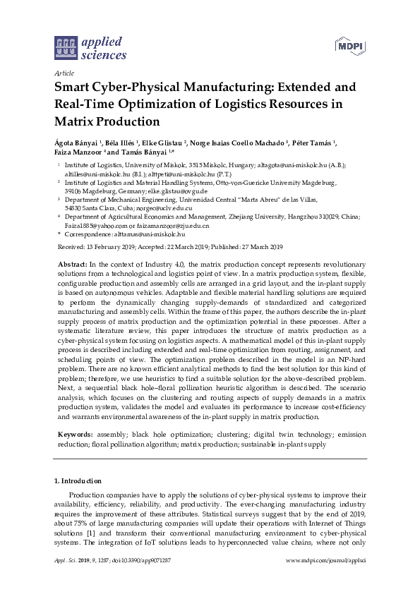 (PDF) Smart Cyber-Physical Manufacturing: Extended and Real-Time ...