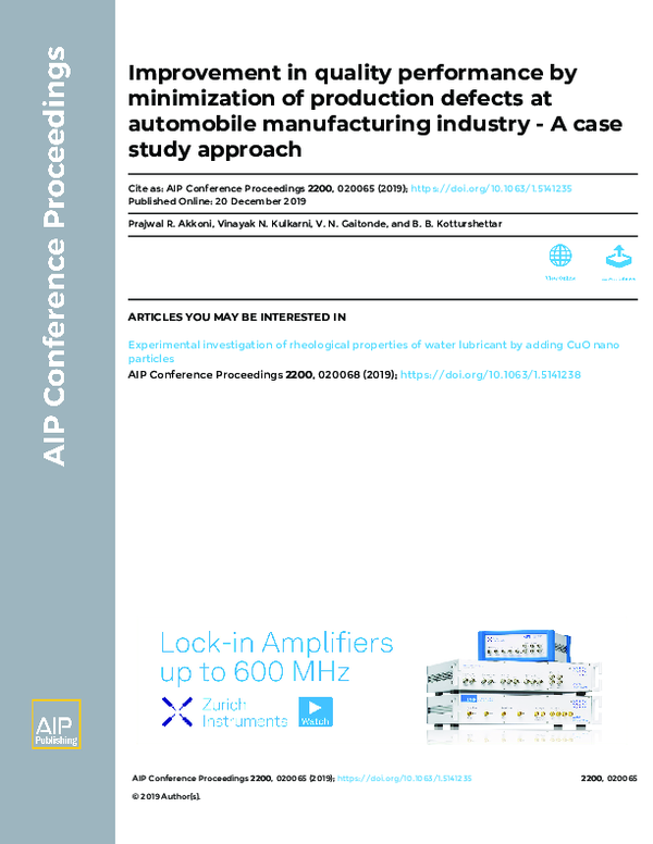 (PDF) Improvement in quality performance by minimization of production ...