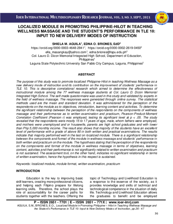 (PDF) LOCALIZED MODULE IN PROMOTING PHILIPPINE-HILOT IN TEACHING ...