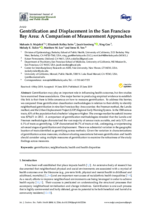 (PDF) Gentrification and Displacement in the San Francisco Bay Area: A ...