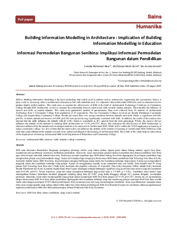 (PDF) Building Information Modelling in Architecture : Implication of ...