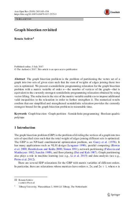 (PDF) Graph bisection revisited