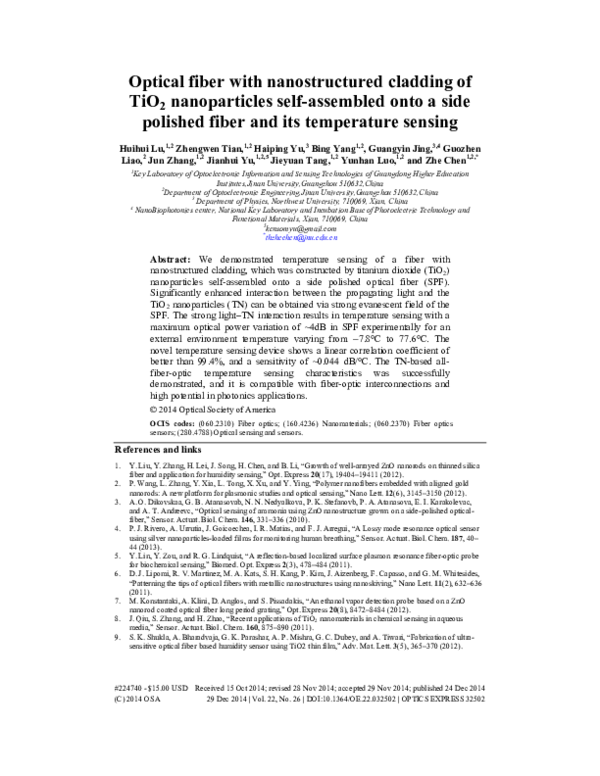 (PDF) Optical fiber with nanostructured cladding of TiO 2 nanoparticles ...