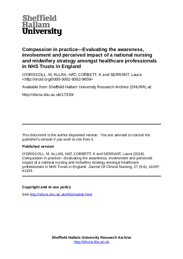 (PDF) Compassion in Practice - evaluating the awareness, involvement ...