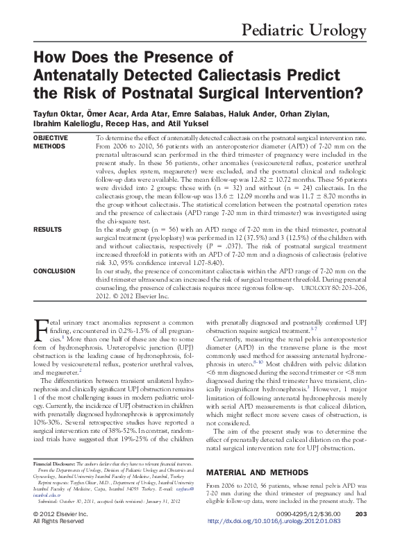 (PDF) How Does the Presence of Antenatally Detected Caliectasis Predict ...