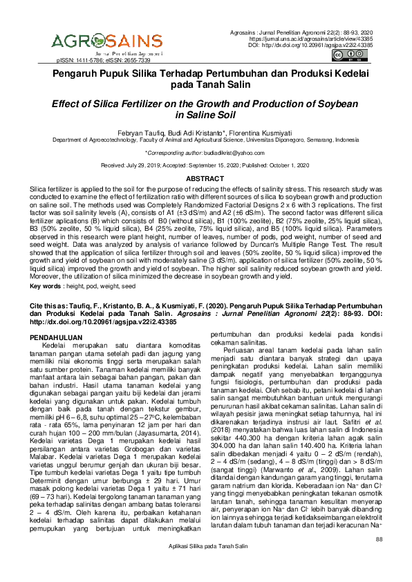 (PDF) Pengaruh Pupuk N Dan Zn Terhadap Pertumbuhan Dan Produksi Tanaman Kedelai Pada Budidaya ...