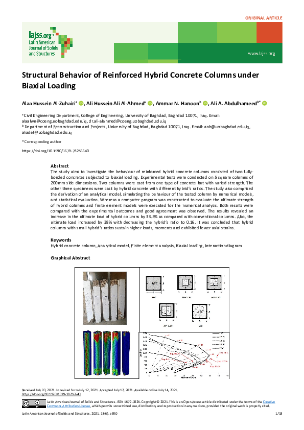 (PDF) Structural Behavior of Reinforced Hybrid Concrete Columns under ...