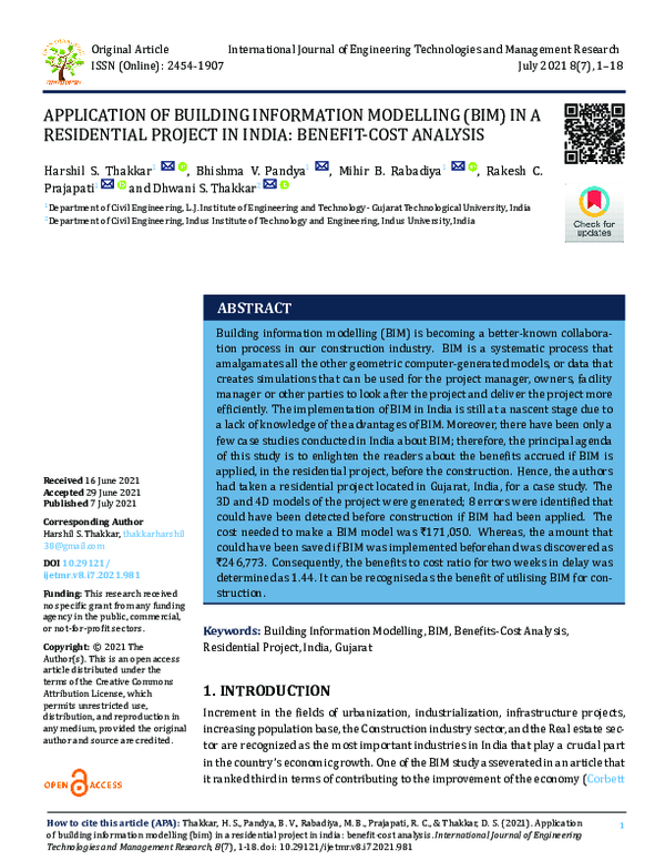 (PDF) APPLICATION OF BUILDING INFORMATION MODELLING (BIM) IN A ...