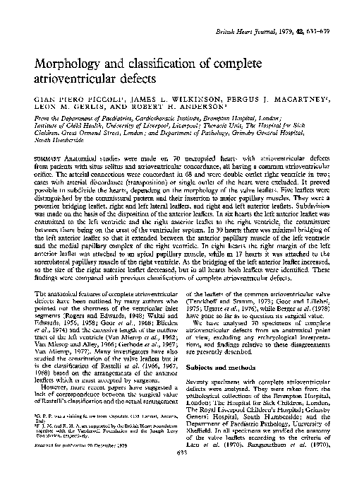 (PDF) Morphology and classification of complete atrioventricular defects