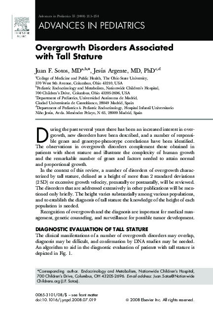 (PDF) Overgrowth disorders associated with tall stature