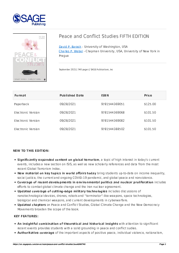 (PDF) Peace and Conflict Studies FIFTH EDITION