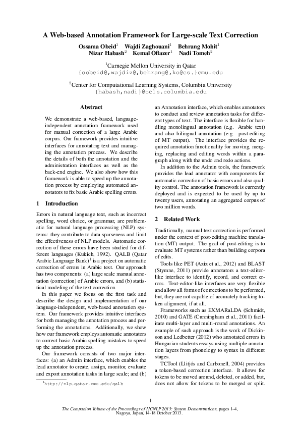(PDF) A Web-based Annotation Framework for Large-scale Text Correction