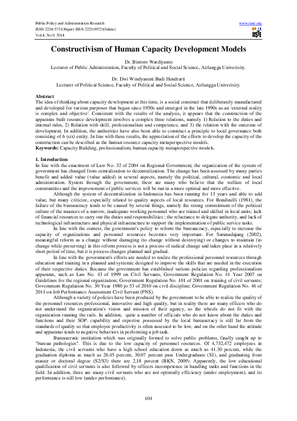 (PDF) Constructivism of Human Capacity Development Models