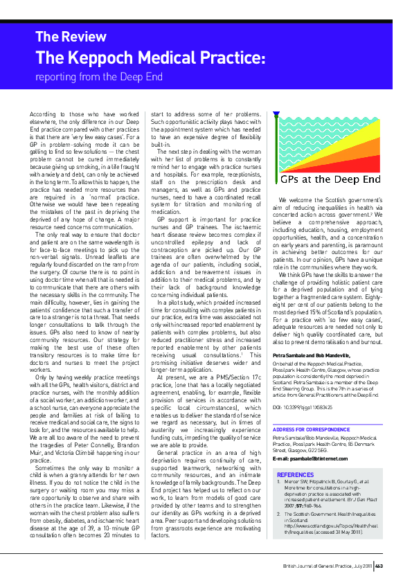 (PDF) The Keppoch Medical Practice: reporting from the Deep End