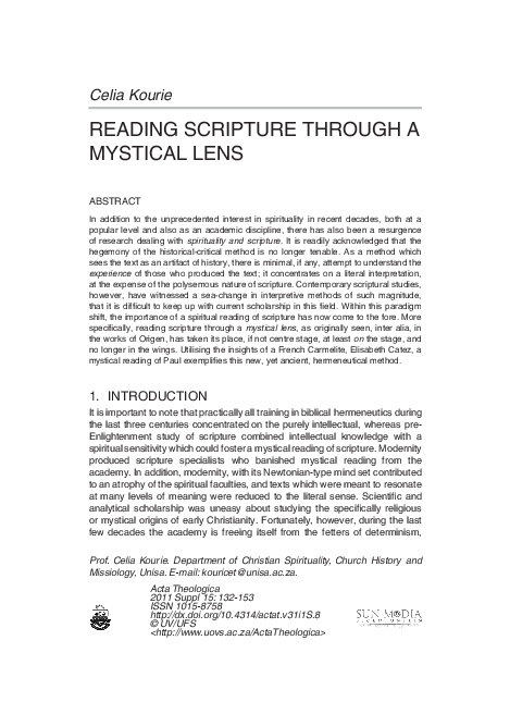 (PDF) Reading Scripture through a mystical lens
