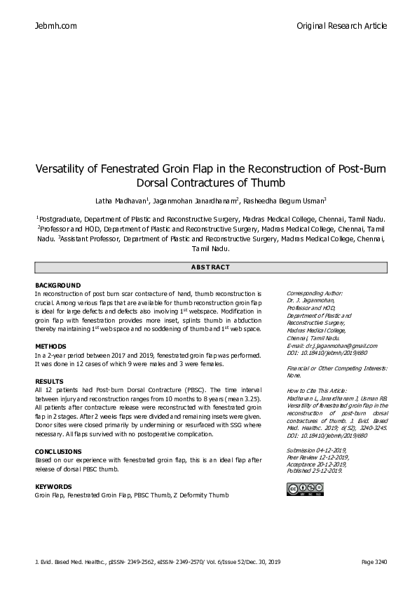 (PDF) Versatility of Fenestrated Groin Flap in the Reconstruction of ...