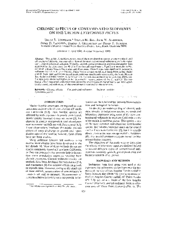 (PDF) Chronic effects of contaminated sediments on the urchin ...
