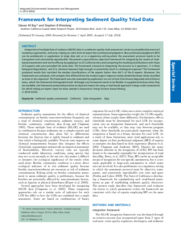 (PDF) Framework for interpreting sediment quality triad data