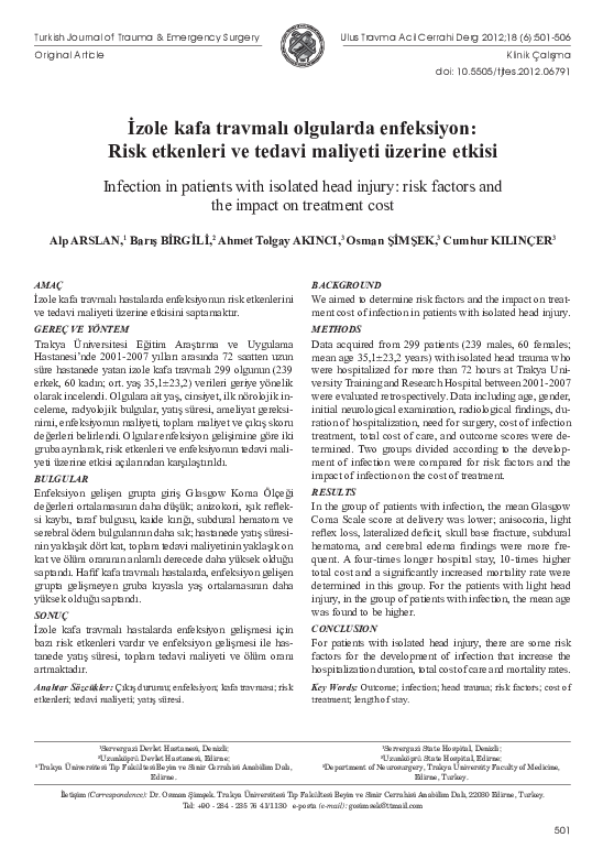 (PDF) Infection in the patients with isolated head injury: risk factors ...