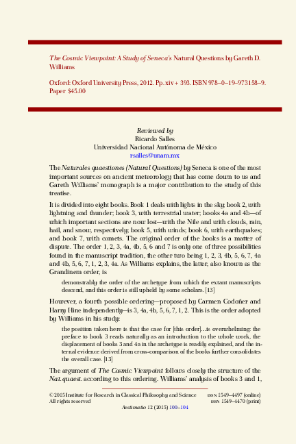 (PDF) The Cosmic Viewpoint: A Study of Seneca's Natural Questions