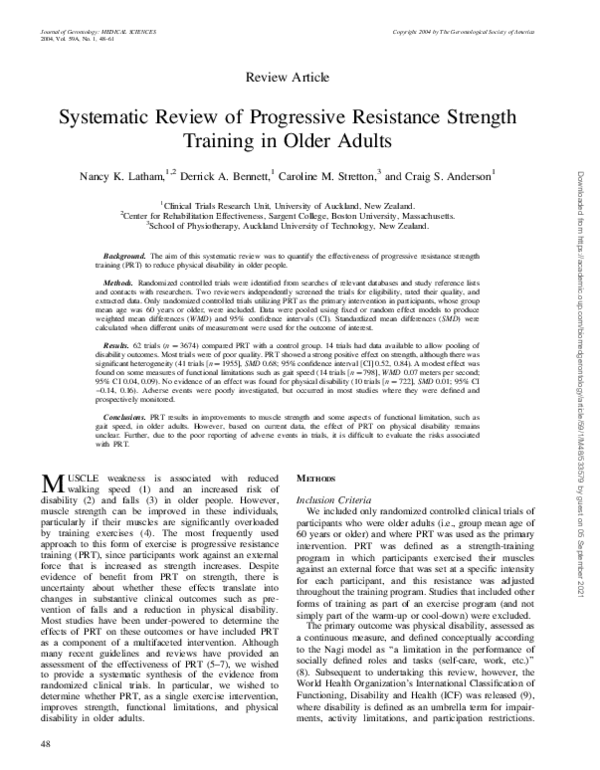 (PDF) Systematic Review of Progressive Resistance Strength Training in ...
