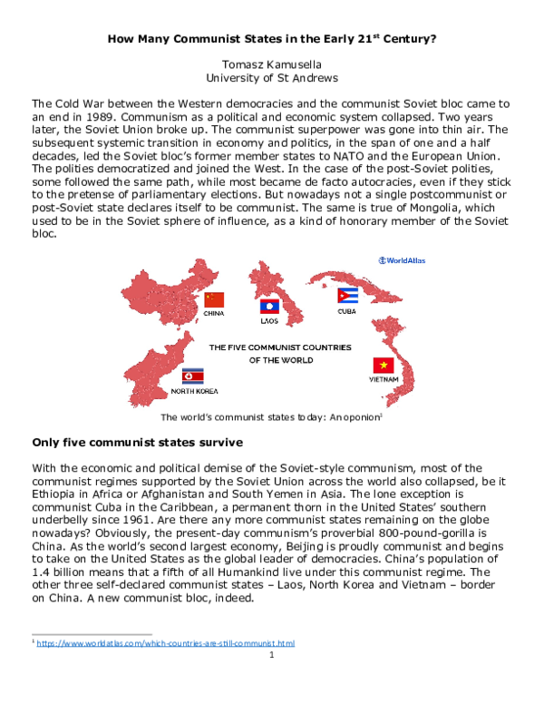(DOC) How Many Communist States in the Early 21 st Century