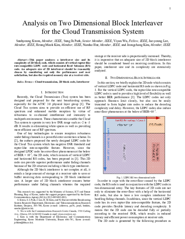 (PDF) Analysis on two dimensional block interleaver for the cloud ...