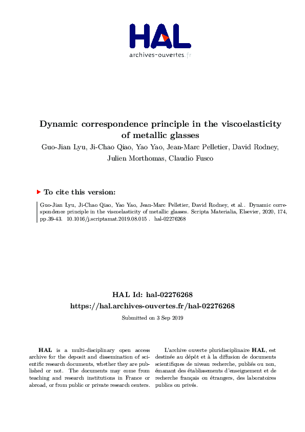 (PDF) Dynamic correspondence principle in the viscoelasticity of ...