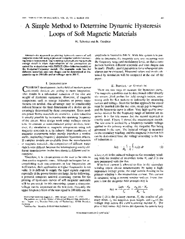 (PDF) A simple method to determine dynamic hysteresis loops of soft ...