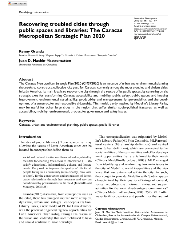(PDF) Recovering troubled cities through public spaces and libraries