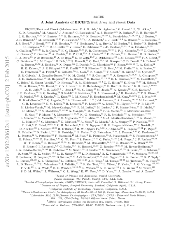 (PDF) A Joint Analysis of BICEP2/Keck Array and Planck Data