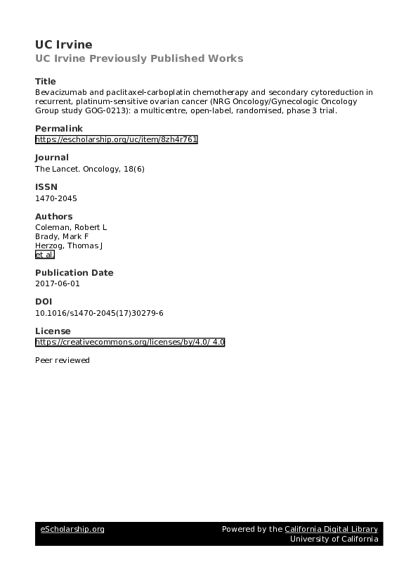 (PDF) Bevacizumab and paclitaxel-carboplatin chemotherapy and secondary ...