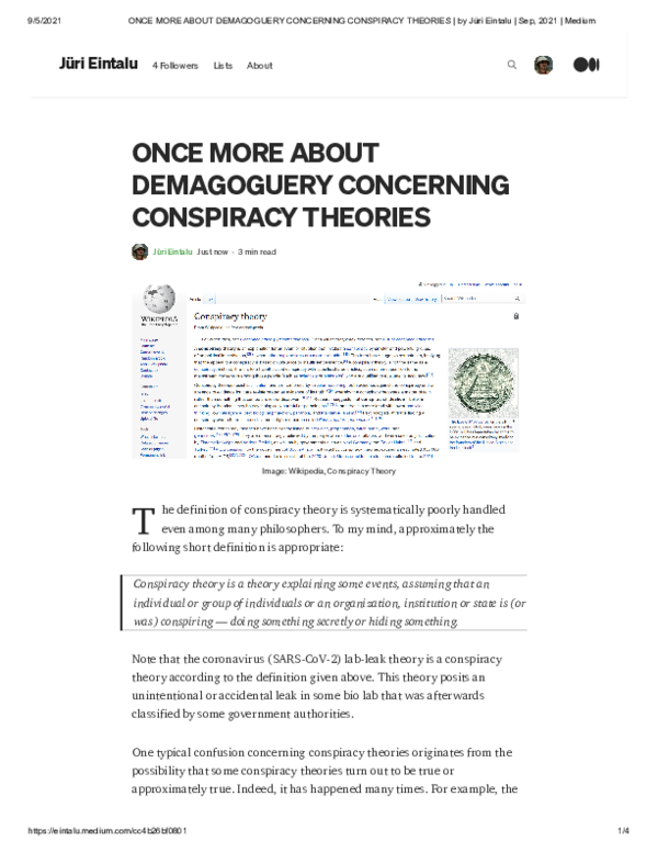 (PDF) Once More About Demagoguery Concerning Conspiracy Theories
