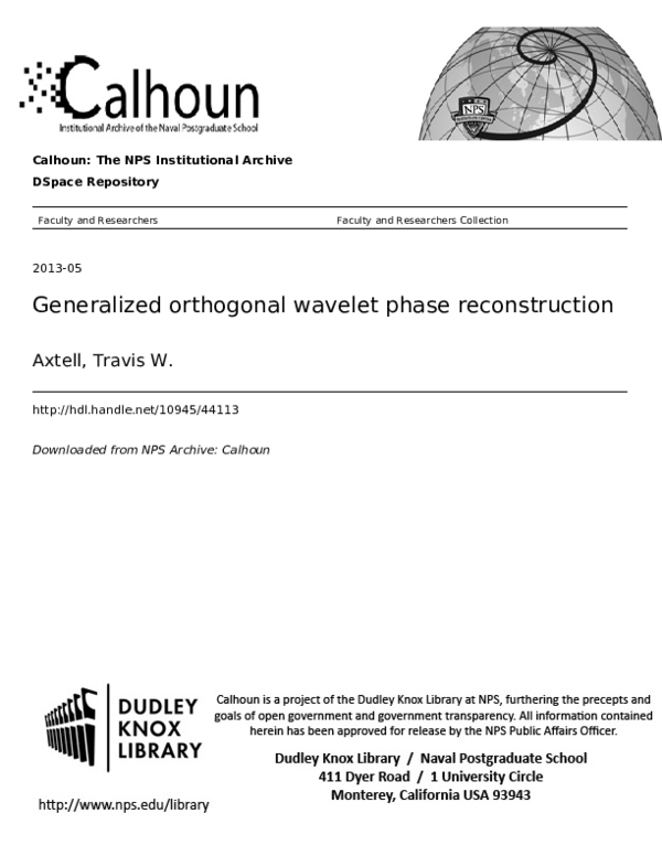 (PDF) Generalized orthogonal wavelet phase reconstruction