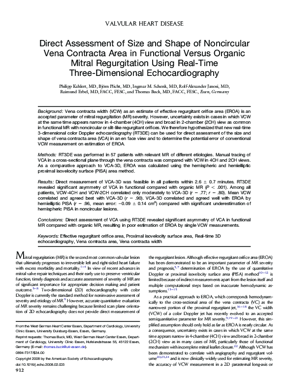 (PDF) Direct Assessment of Size and Shape of Noncircular Vena Contracta ...
