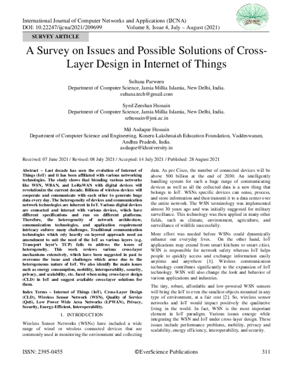 (PDF) A Survey on Issues and Possible Solutions of Cross-Layer Design ...