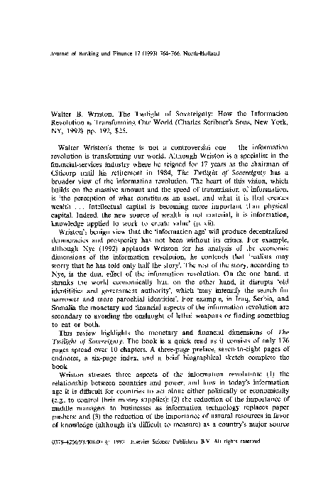 (PDF) The twilight of sovereignty: How the information revolution is ...