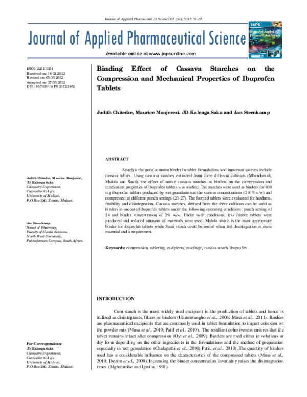 PDF Binding Effect Of Cassava Starches On The Compression And pdf-binding-effect-of-cassava-starches-on-the-compression-and
