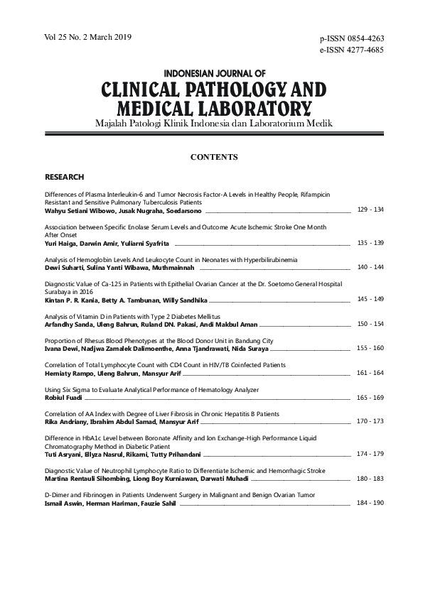 Pdf Using Six Sigma To Evaluate Analytical Performance Of Hematology Analyzer