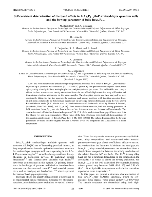 (PDF) Self-consistent determination of the band offsets in InAsxP1-x ...