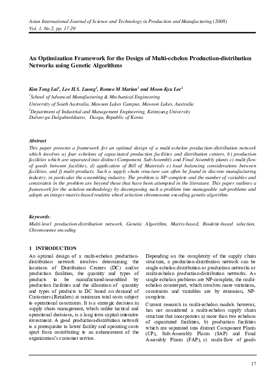 (PDF) An optimization framework for the design of multi-echelon ...
