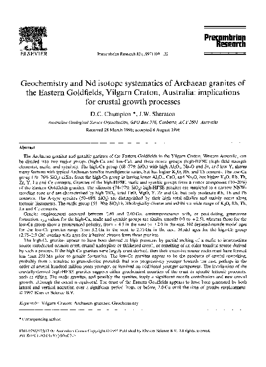 (PDF) Geochemistry and Nd isotope systematics of Archaean granites of ...