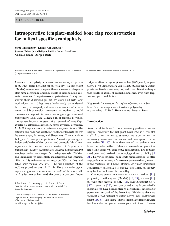 (PDF) Intraoperative template-molded bone flap reconstruction for ...