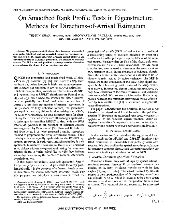 (PDF) On smoothed rank profile tests in eigenstructure methods for ...
