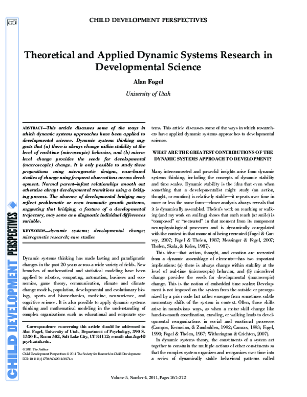 (PDF) Theoretical and applied dynamic systems research in developmental ...