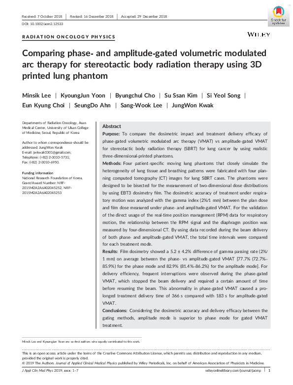 (PDF) Comparing phase- and amplitude-gated volumetric modulated arc ...