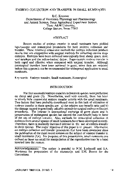 (PDF) Embryo collection and transfer in small ruminants