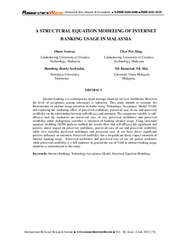 (PDF) A Structural Equation Modeling of Internet Banking Usage in Malaysia