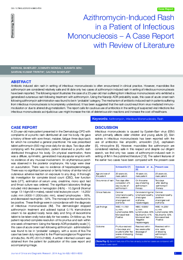 (PDF) Azithromycin-Induced Rash in a Patient of Infectious ...