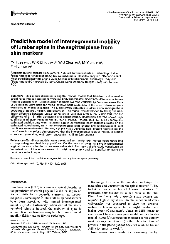 (PDF) Predictive model of intersegmental mobility of lumbar spine in ...